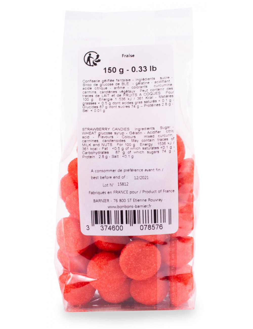 Sachet de fraise Tagada - 150g - carton de 14 pièces